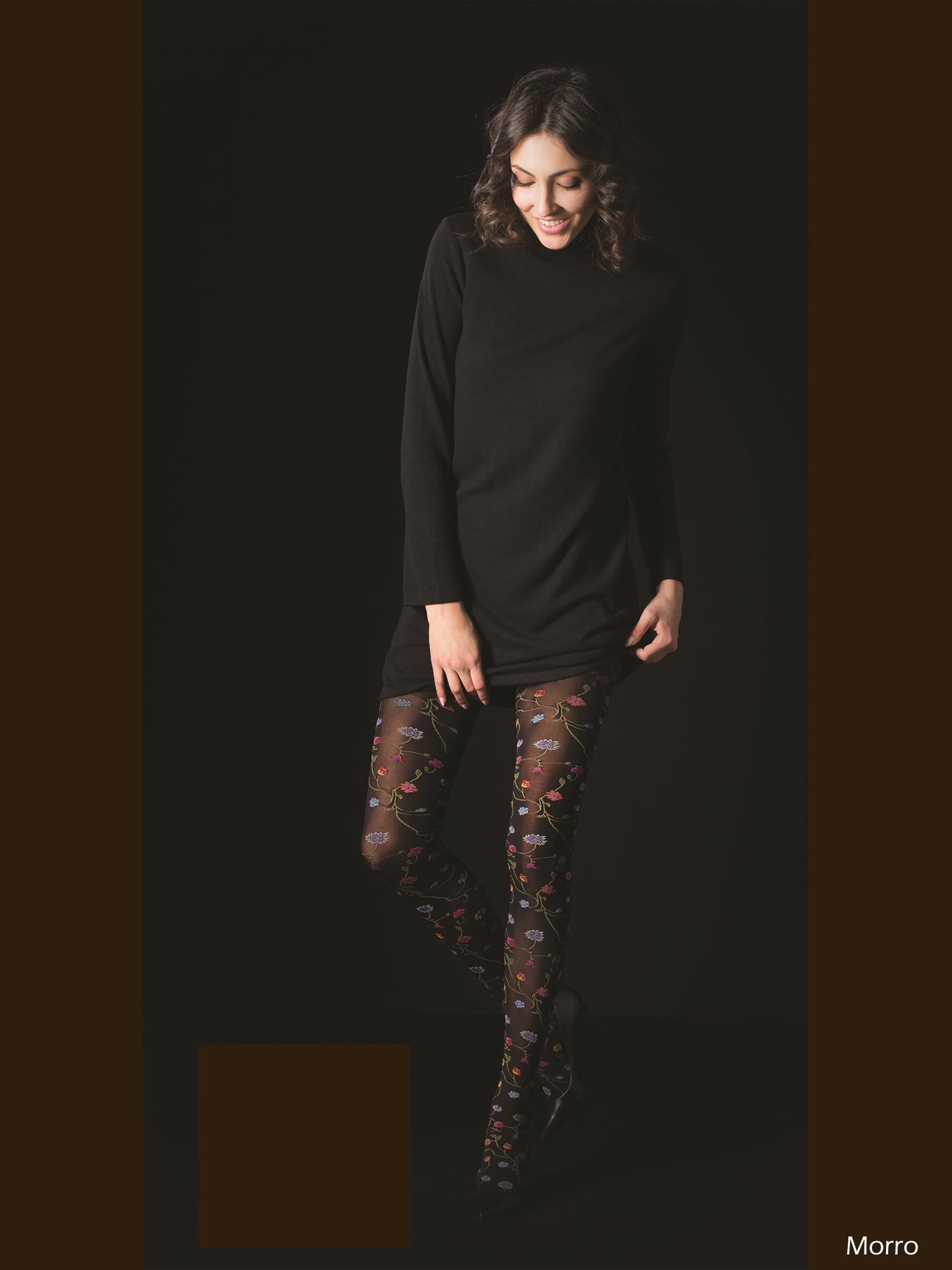 Strumpfhose - Fleur 80 den - Blumenmuster - Mikrofaser